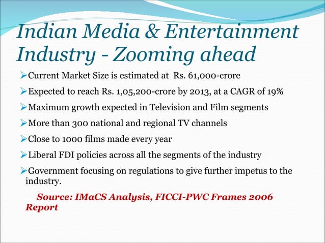 Media And Entertainment Industry | PPT | Television | Entertainment