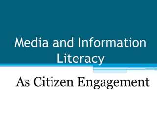 Media and information literacy | PPTX