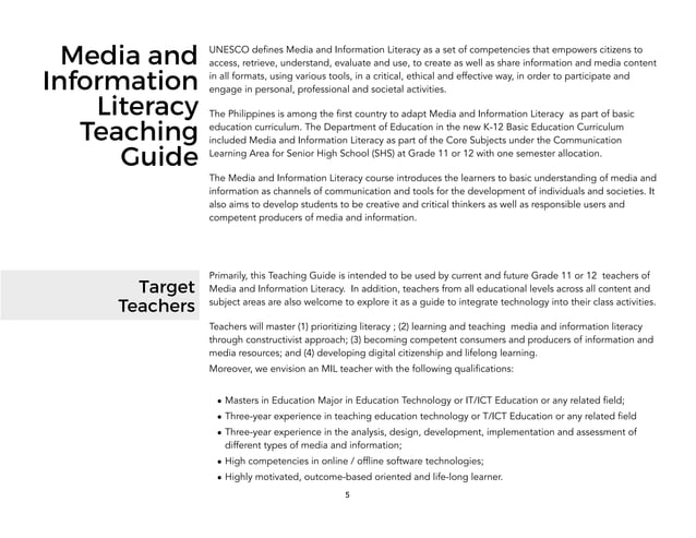 MIL SHS Curriculum Guide for Senior High | PDF