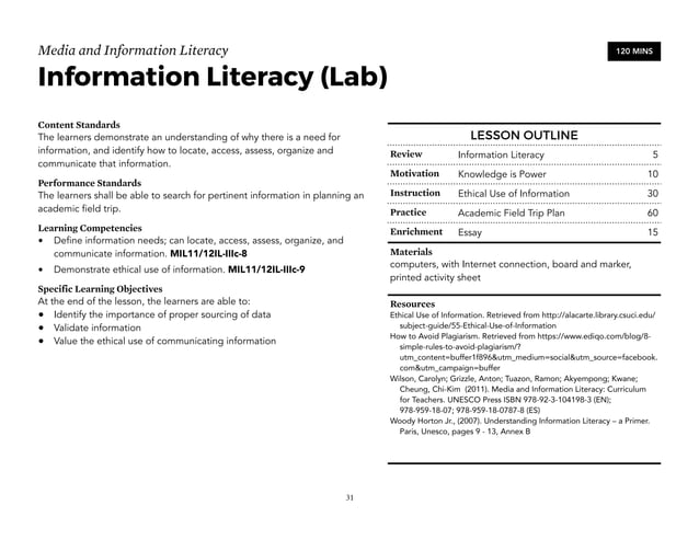 MIL SHS Curriculum Guide for Senior High | PDF