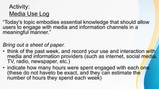 Media and information literacy first lecture | PPTX