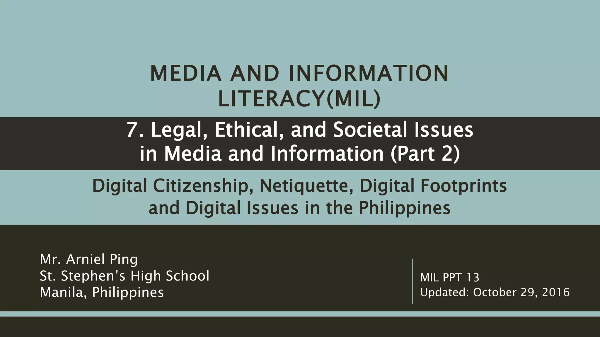 Media and Information Literacy (MIL) - Digital Citizenship, Netiquette ...