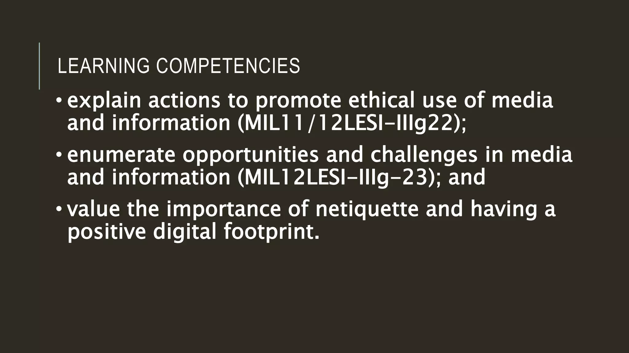 Media and Information Literacy (MIL) - Digital Citizenship, Netiquette ...
