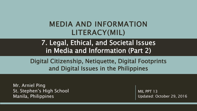 Media and Information Literacy (MIL) - Digital Citizenship, Netiquette ...