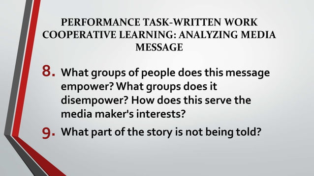 Media and Information Literacy (MIL) 4. Types of Media (Part 3)- Performance Task ...