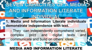 Media and Information Literacy: Media and Information Literate | PPTX
