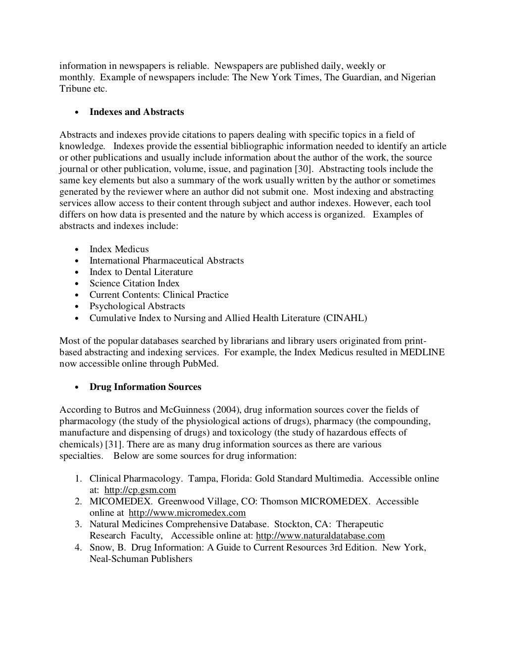 Media and information sources