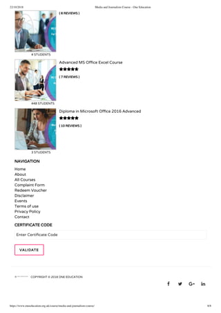 Media and Journalism Course - One Education | PDF