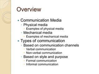 Media and types of communication | PPTX