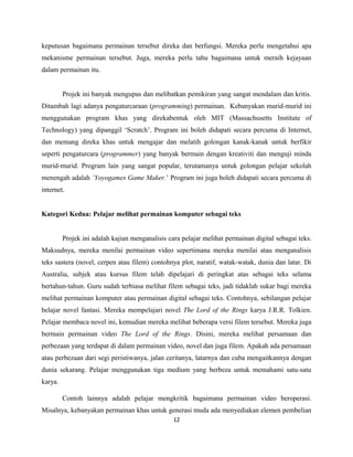 Teknologi Baru, Permainan Komputer dan Literasi | DOC