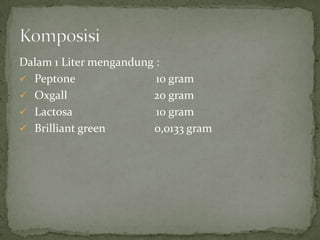 Media BGLB - LB _ Telurit Agar | PPTX