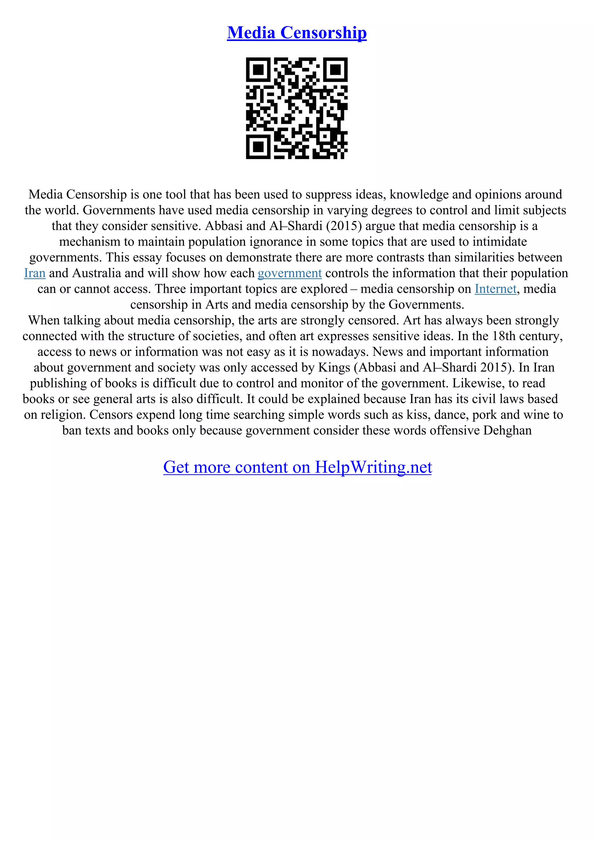 Media Censorship Essay | PDF