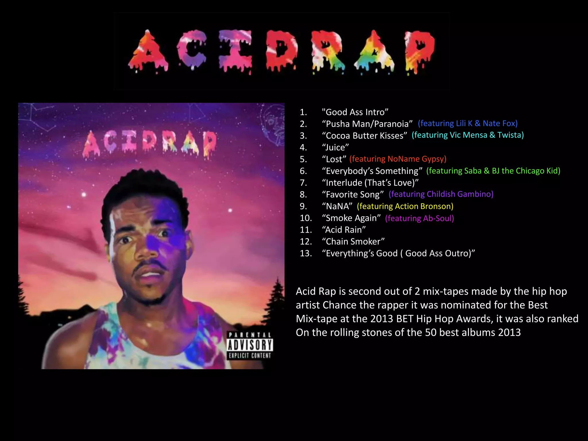 Media chance the rapper acid rap | PPTX