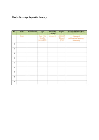 Media clipping report template | PDF