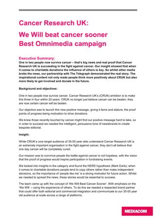 Cancer Research UK – CRUK We Will | PDF