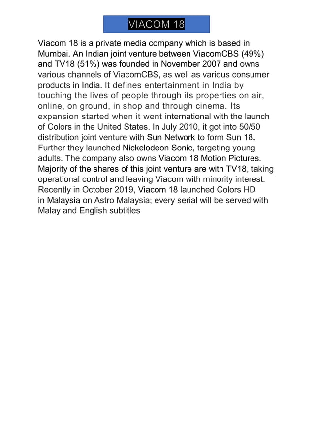 VIACOM 18 | PDF