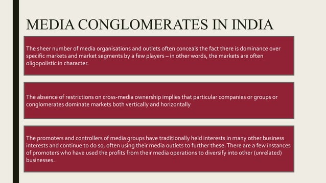 Media conglomerate type of ownership pattern | PPT