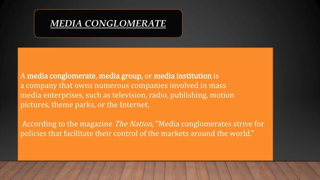Media conglomerate type of ownership pattern | PPT