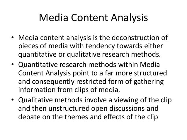 Media Content Analysis And Reporting Media Content Analysis And Reporting