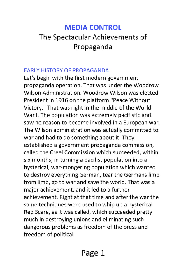MEDIA CONTROL - Noam Chomsky | PDF