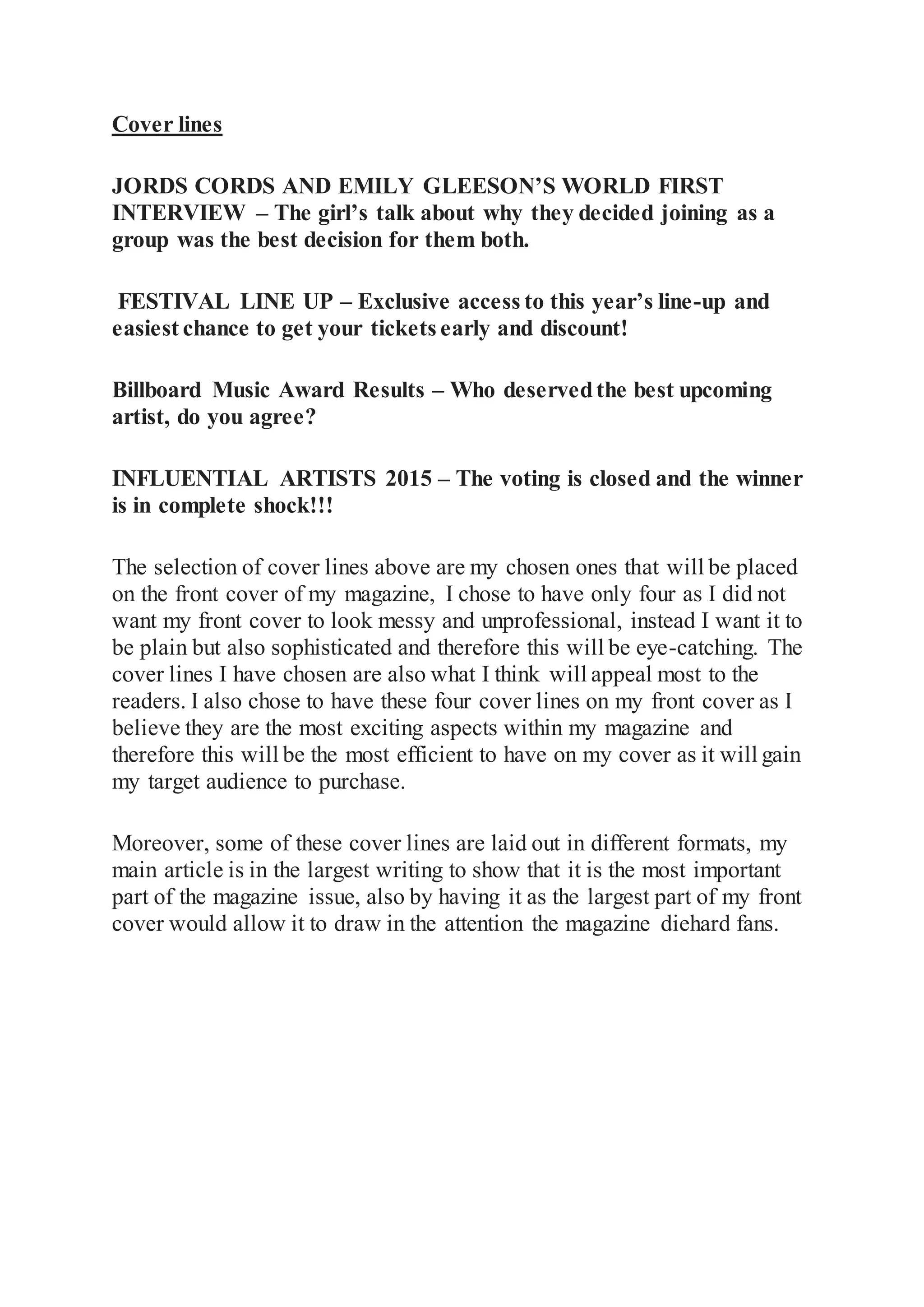 Media cover lines | DOCX