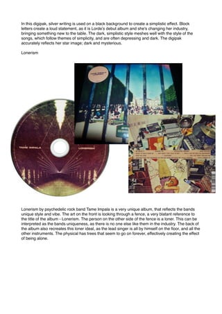 Media Digipaks Analysis | PDF | Alternative Music | Music