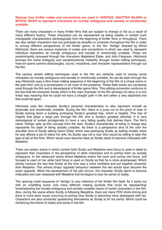 Vertigo - Representation of Moral Ambiguity/ Social Instability | PDF