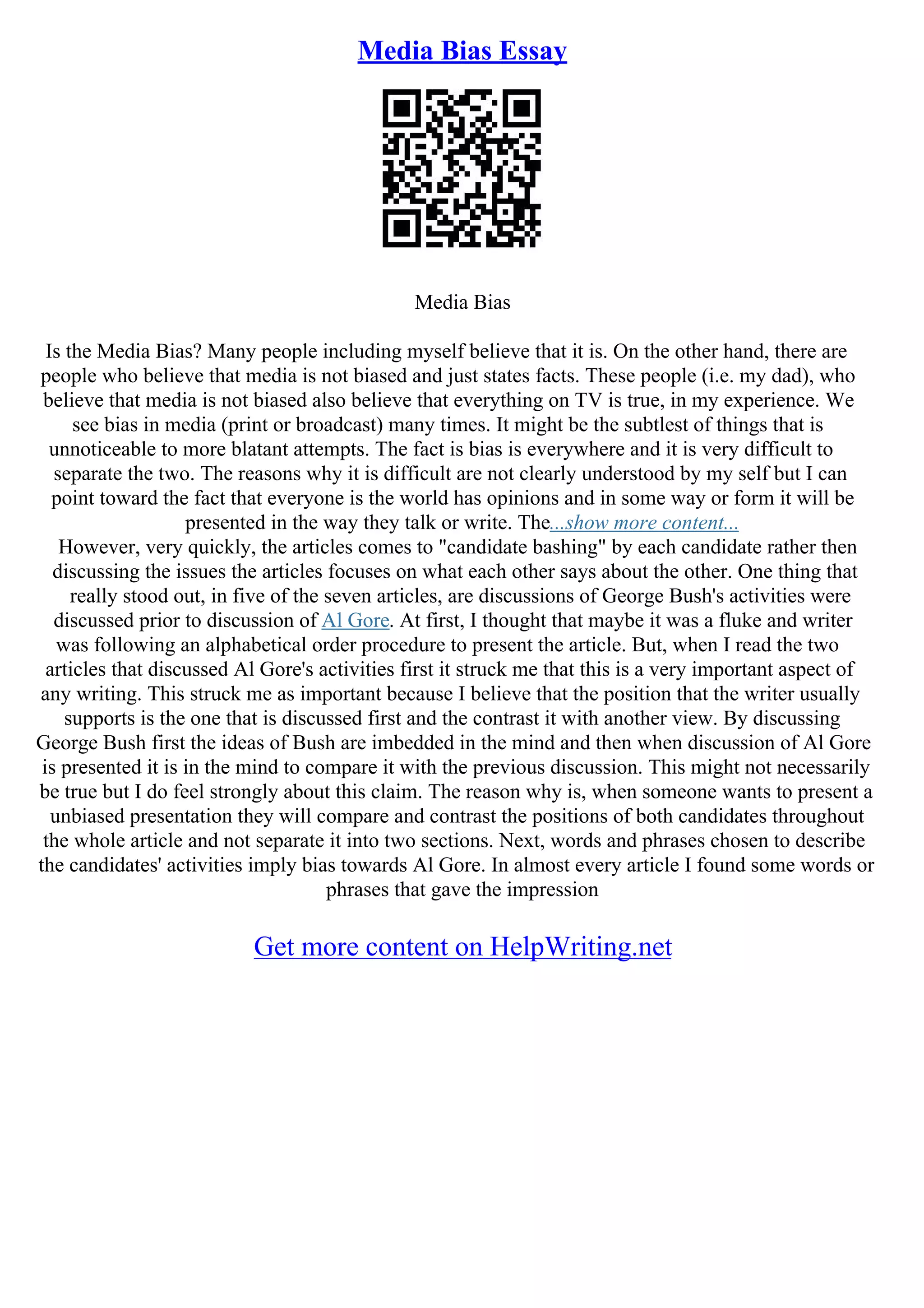 Media Essay Examples | PDF