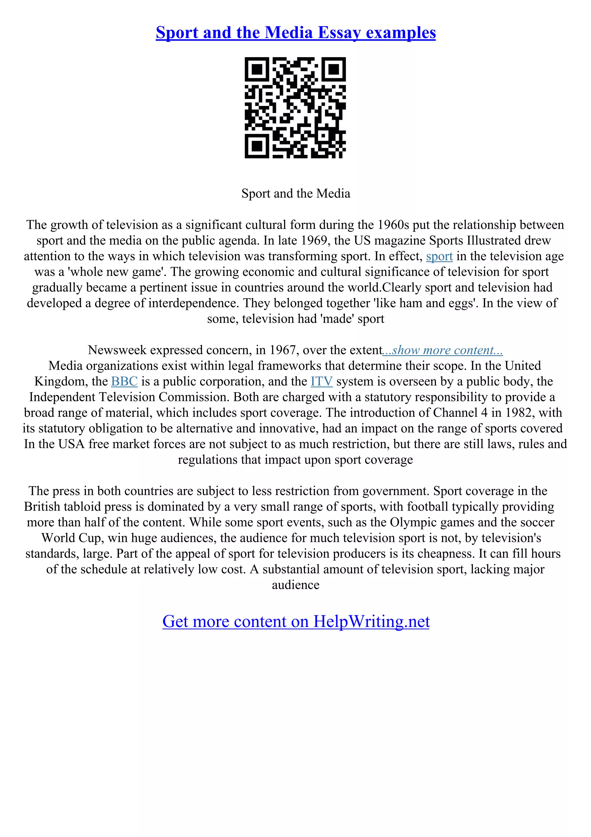 Media Essay Examples | PDF