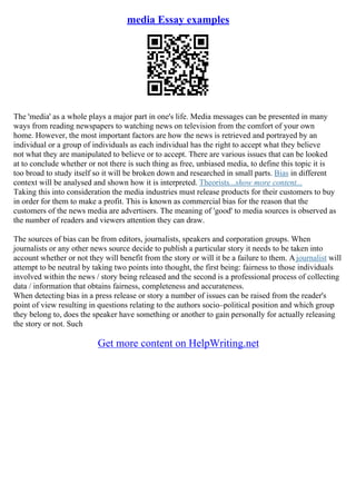 Media Essay Examples | PDF