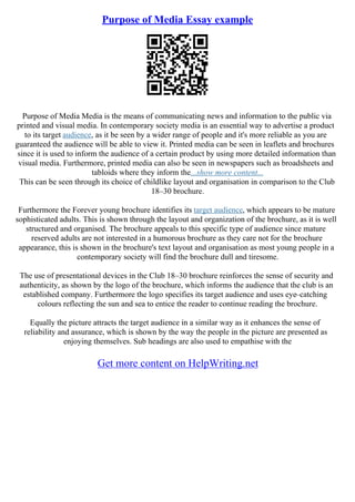 Media Essay Examples | PDF