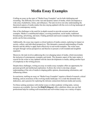 Media Essay Examples. Virginia Polytechnic Institute and State ...