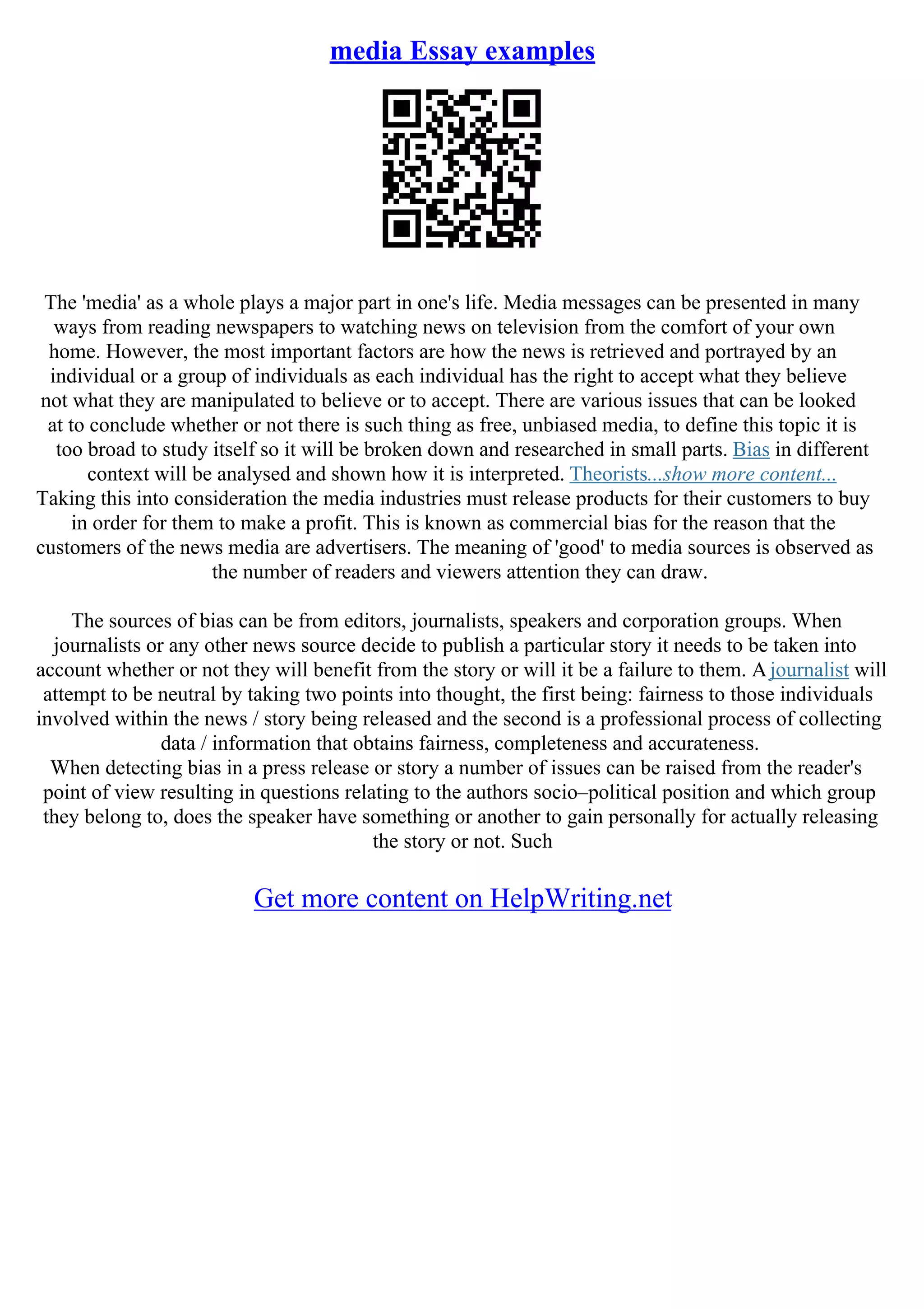 Media Essay Writing | PDF