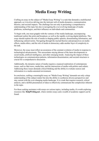 Media Essay Writing | PDF | Technology & Computing