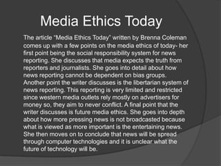 Media ethics | PPT