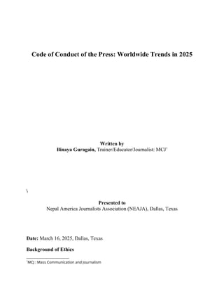 Media Code of Conduct: World Wide Trends 2025 | DOCX