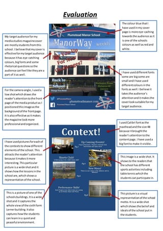 Media School Magazine Cover And Context Page Analysis | PDF