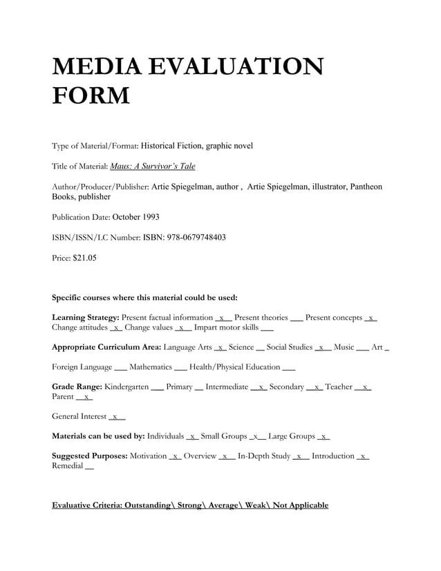 Media Evaluation Form Artifact | DOCX