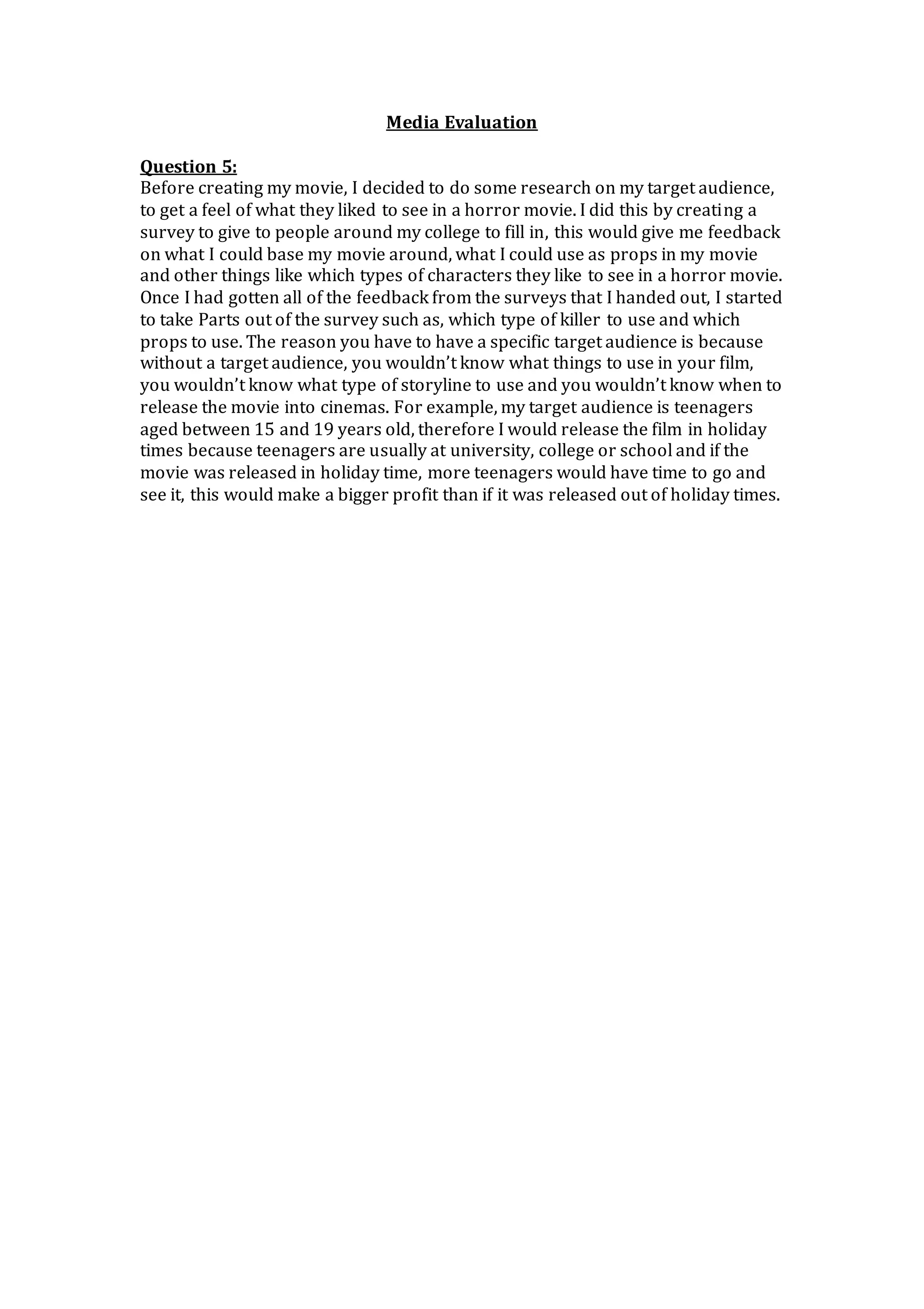 Media evaluation question 5 | DOCX