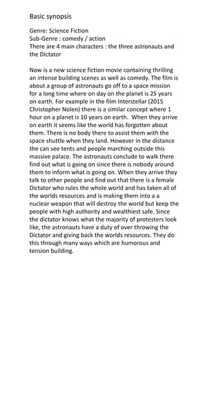 Media film synopsis | PPTX | Science Fiction | Genres