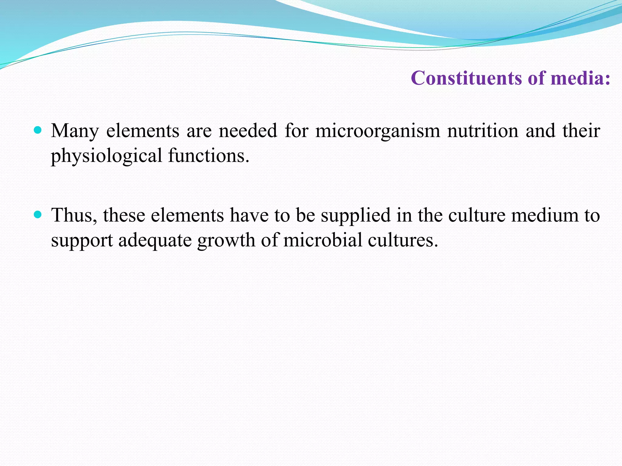 Media formulation, media constituents | PPTX