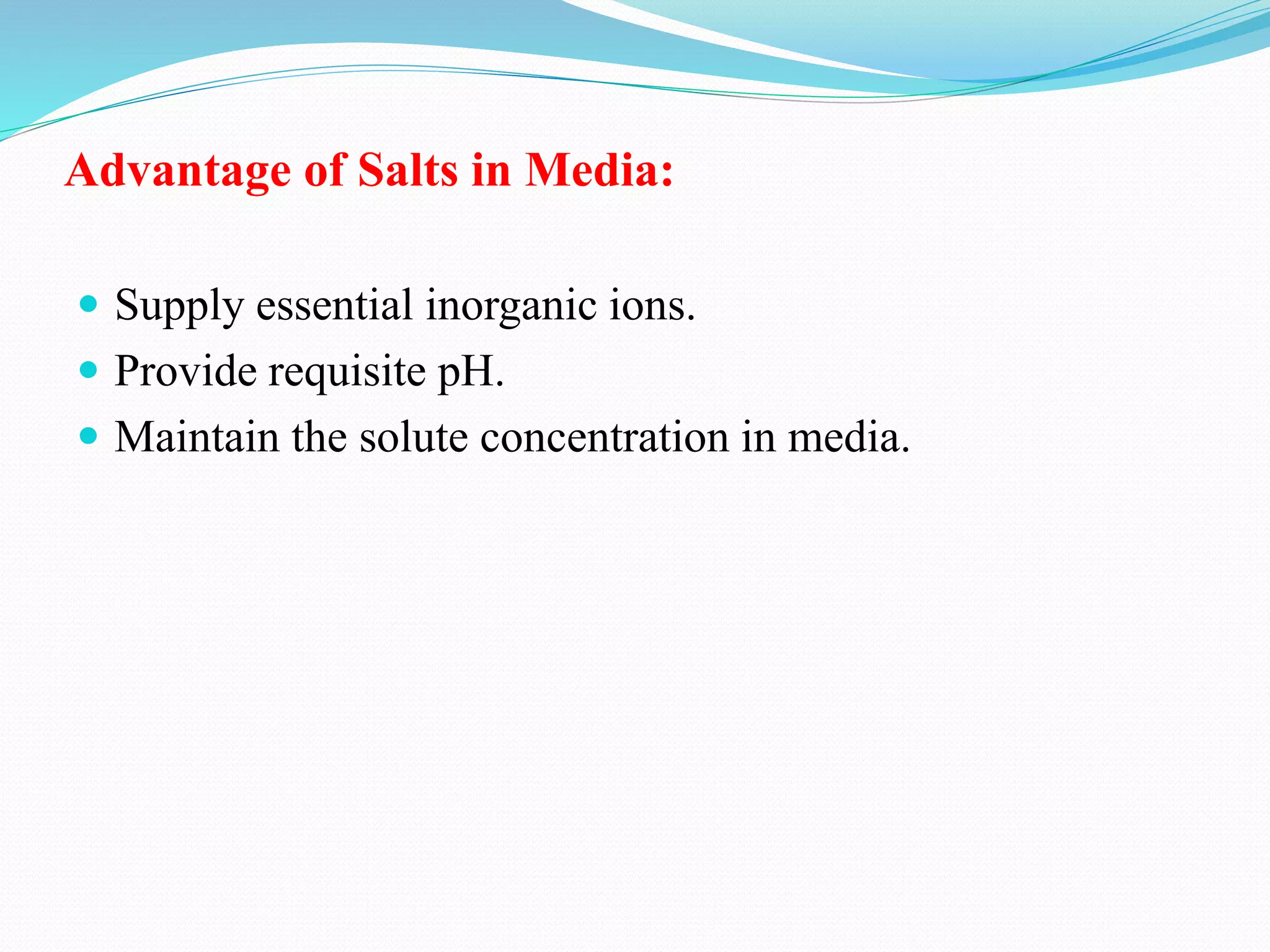 Media formulation, media constituents | PPTX