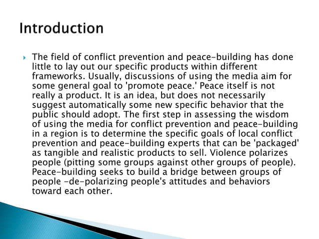 Media in conflict prevention and peace building | PPTX