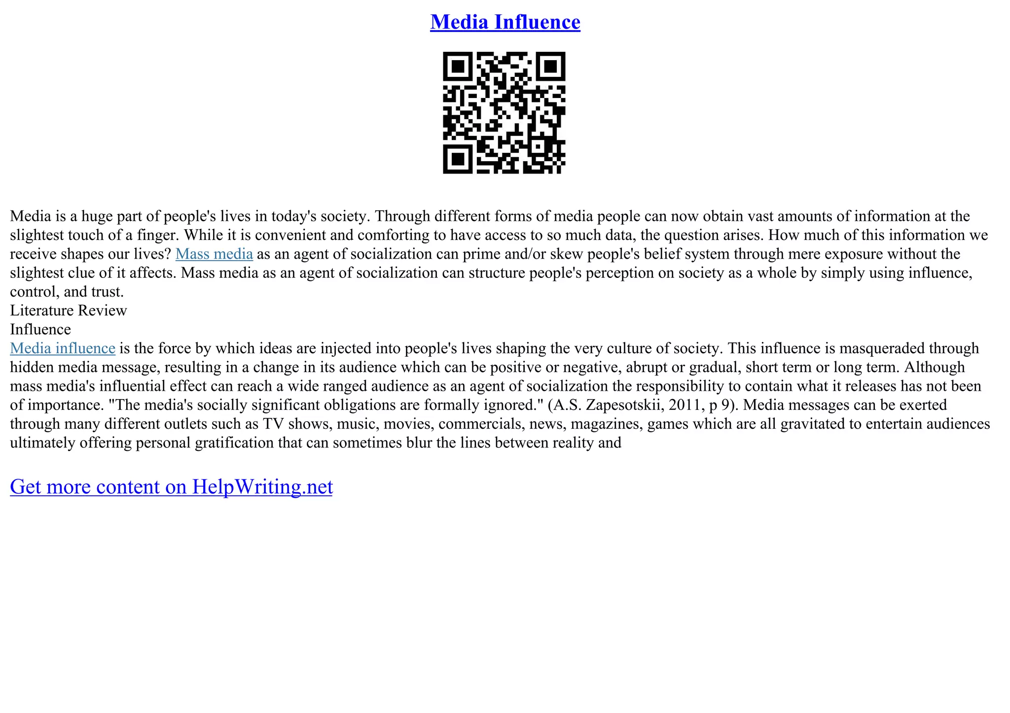 Media Influence | PDF