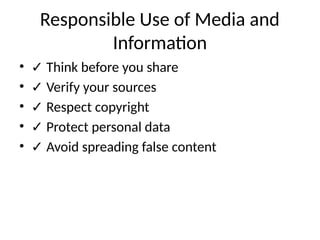 Proper Use of Media and Information Literacy | PPTX