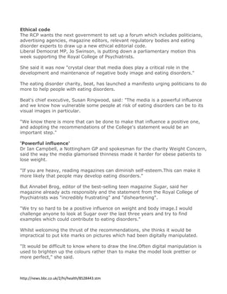 Media is fuelling eating disorders | PDF