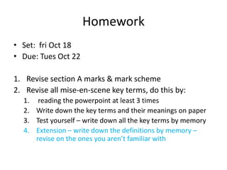Media key terms mise en scene | PPTX