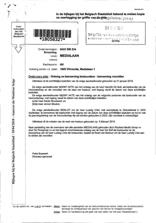 Ludwig Criel voorzitter Medialaan NV | PDF