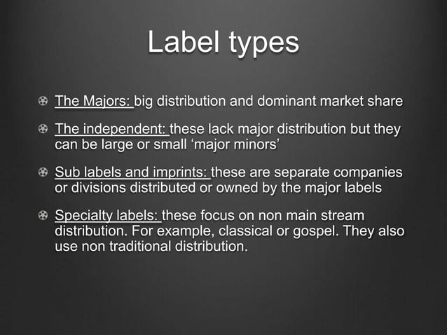 Structure and breakdown of Record Labels | PPTX | Music | Entertainment