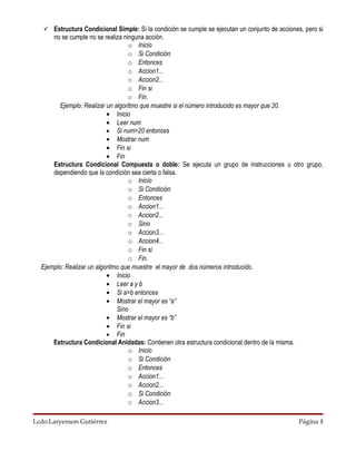 Guia de estructuras Condicionales | DOC